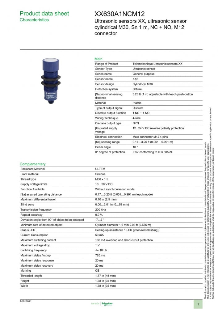 XX630A1NCM12 technical document page 1