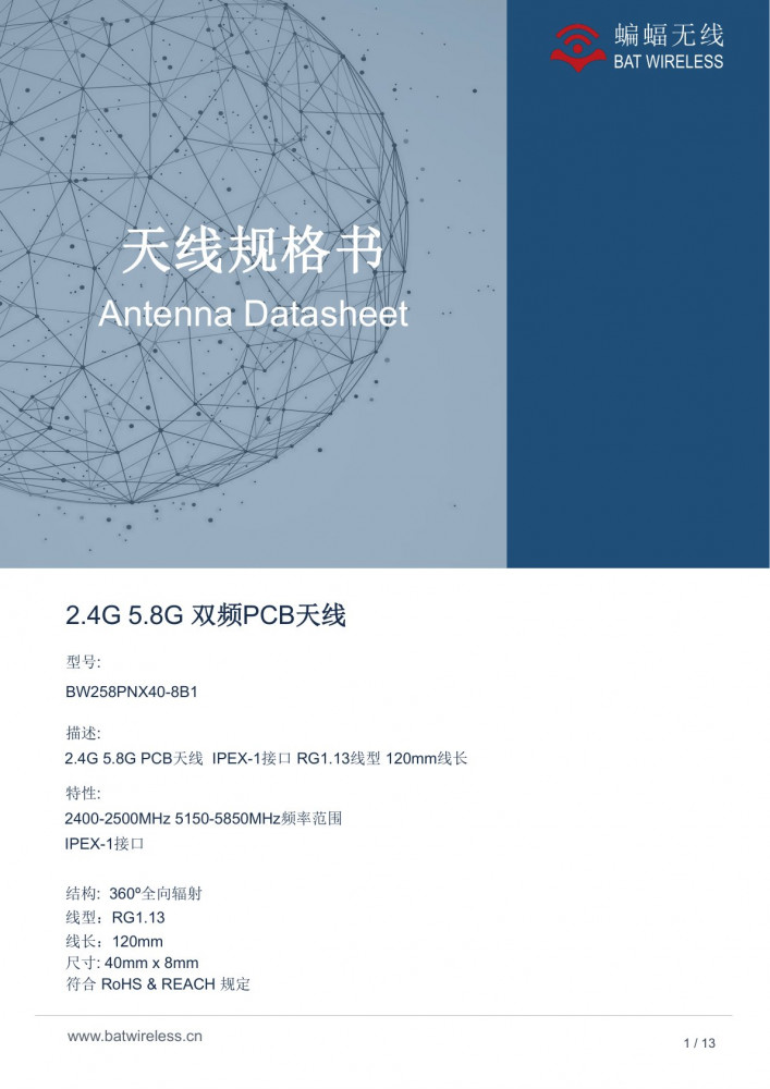 BW258PNX40-8B1 technical document page 1