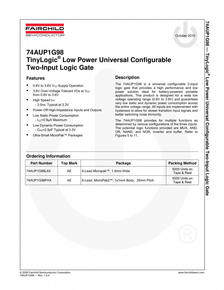 74AUP1G98 datasheet page 2