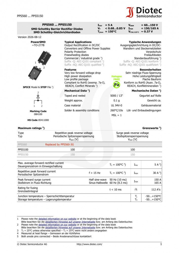 PPS5150 technical document page 1