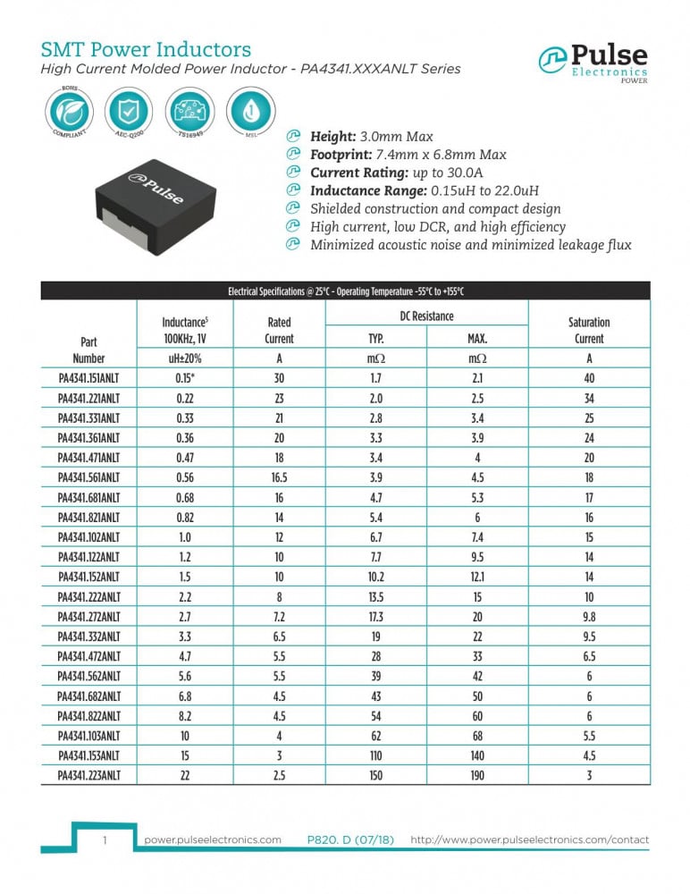 PA4341 series technical document page 1