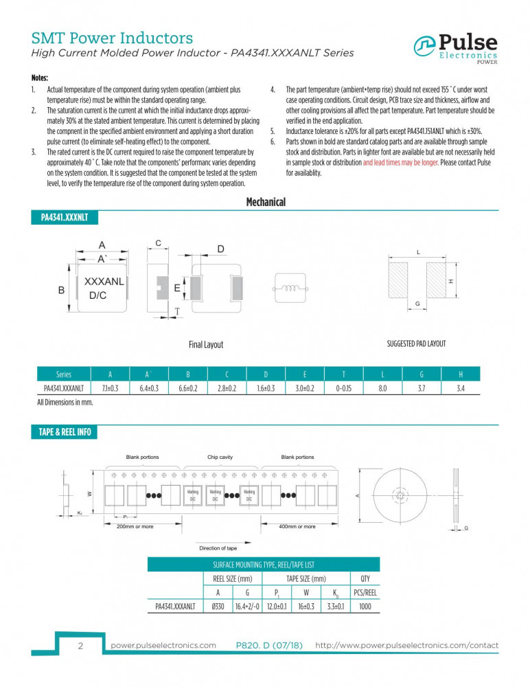 PA4341 series technical document page 2