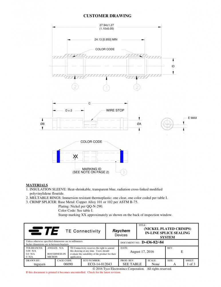 650128N009 customer drawing page 1