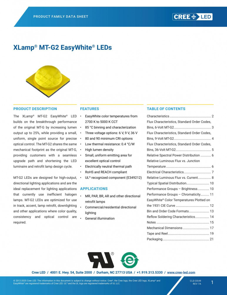 MT-G2 datasheet page 1