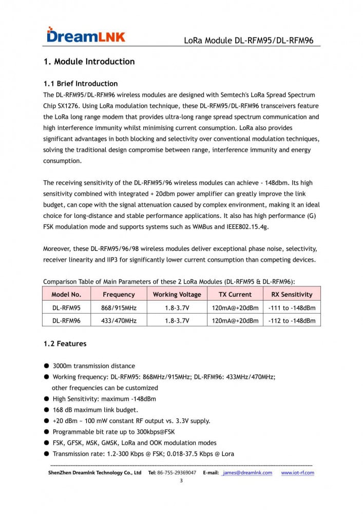 DL-RFM96 technical document page 3