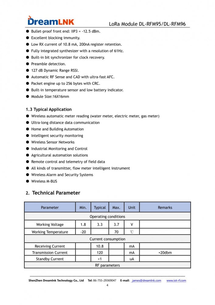 DL-RFM96 technical document page 4
