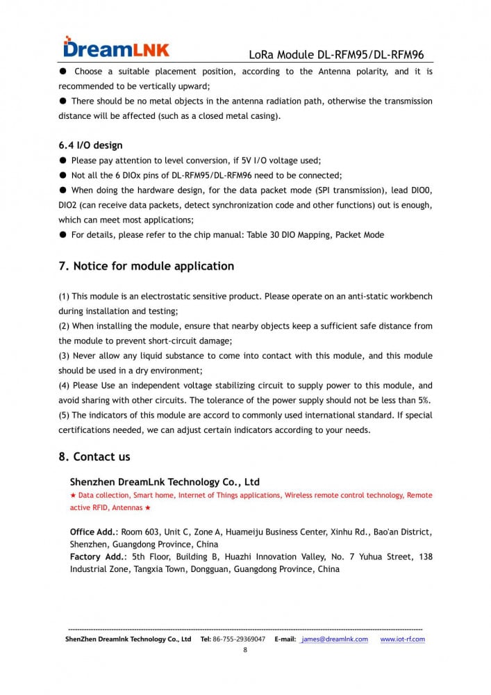 DL-RFM96 technical document page 8