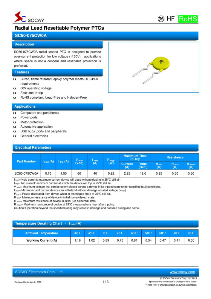 SC60-075CW0A datasheet page 1