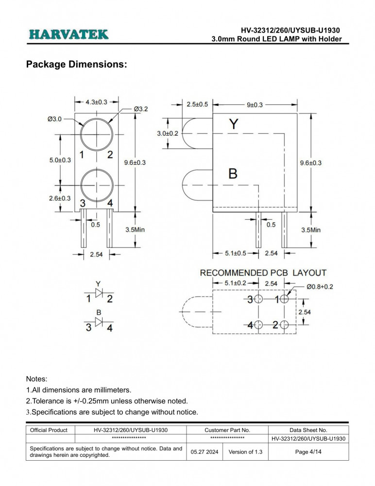 HV-32312/260/UYSUB-U1930 datasheet page 4