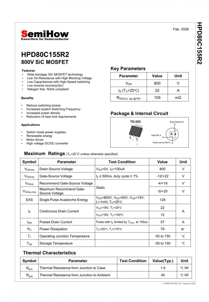 HPD80C155R2 technical document, page 1