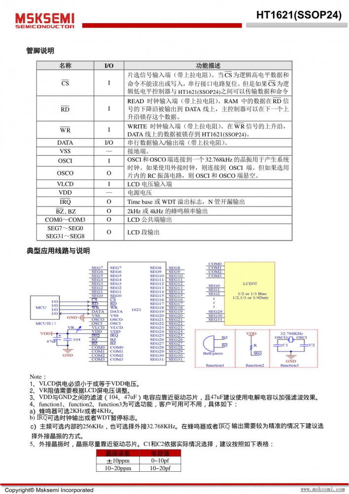 HT1621 datasheet page 3