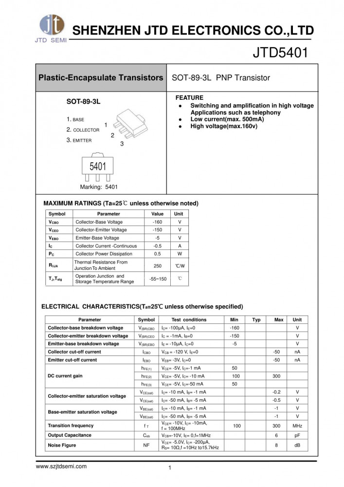 JTD5401 datasheet page 1