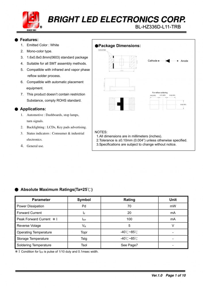 BL-HZ336D-L11-TRB datasheet page 1