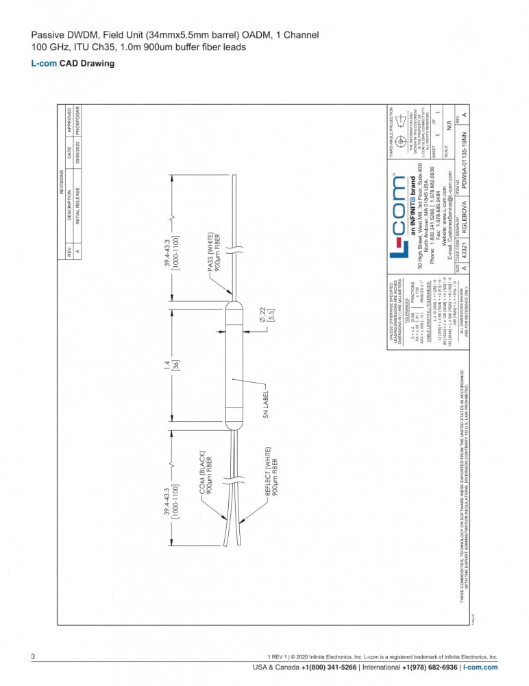 PDW5A-01135-19NN mechanical drawing page