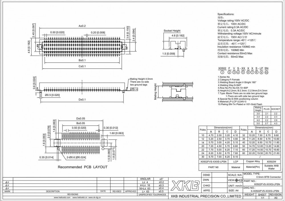 X0502FVS-50DS-LPSN technical drawing page