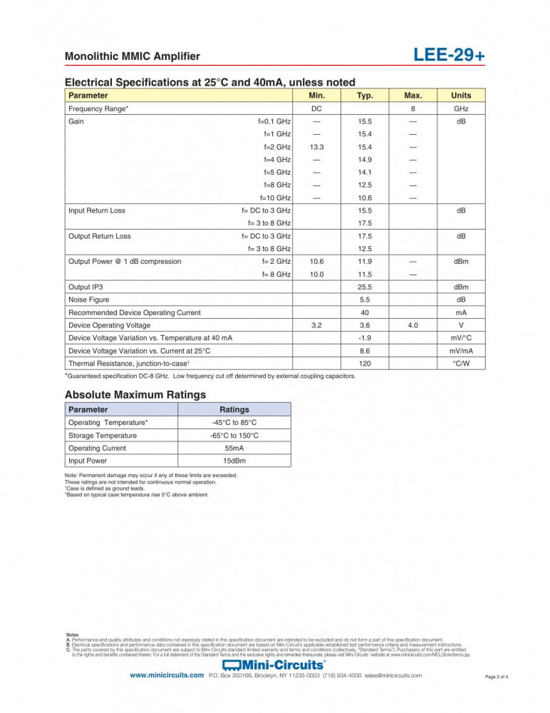 LEE-29+ datasheet page 2