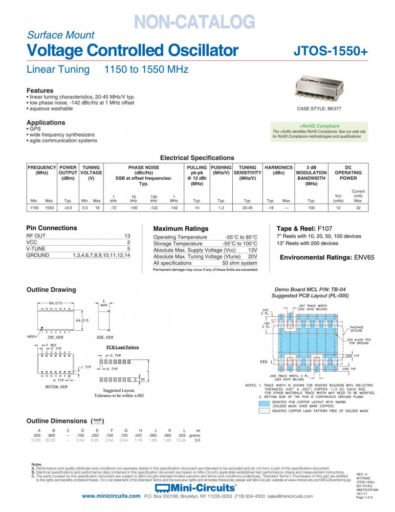 JTOS-1550+ technical document page 1