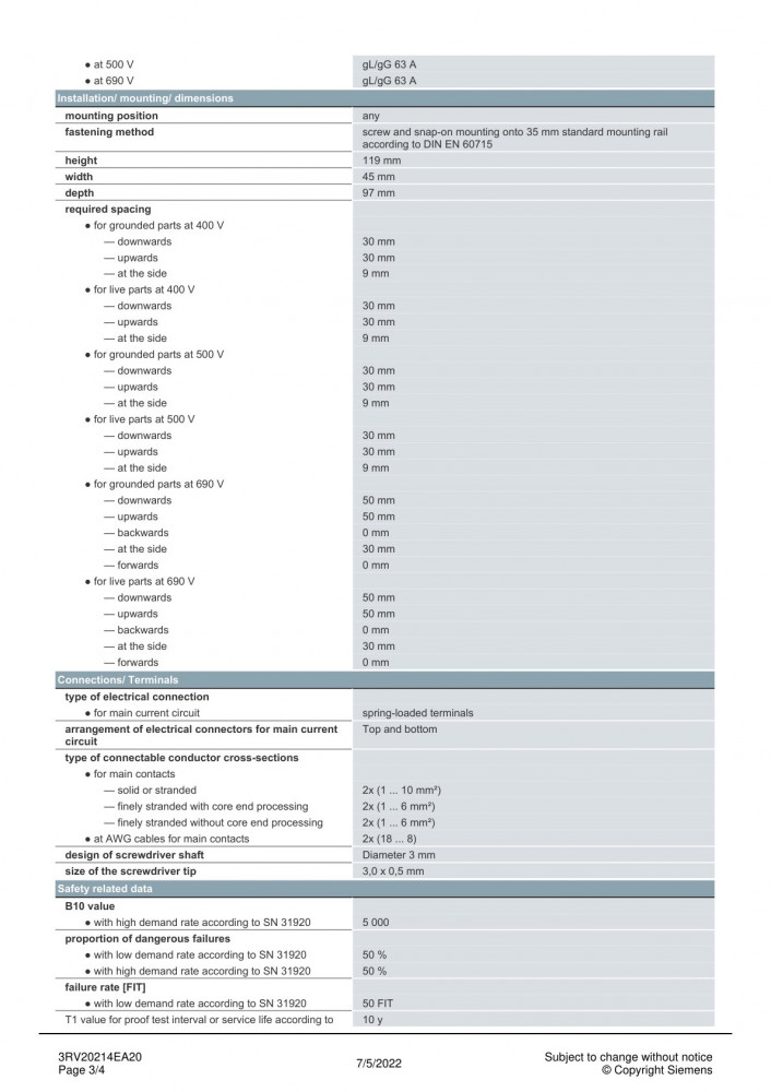 SIEMENS 3RV20214EA20 datasheet page 3