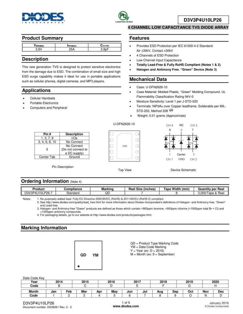 D3V3P4U10LP26-7 datasheet page 1