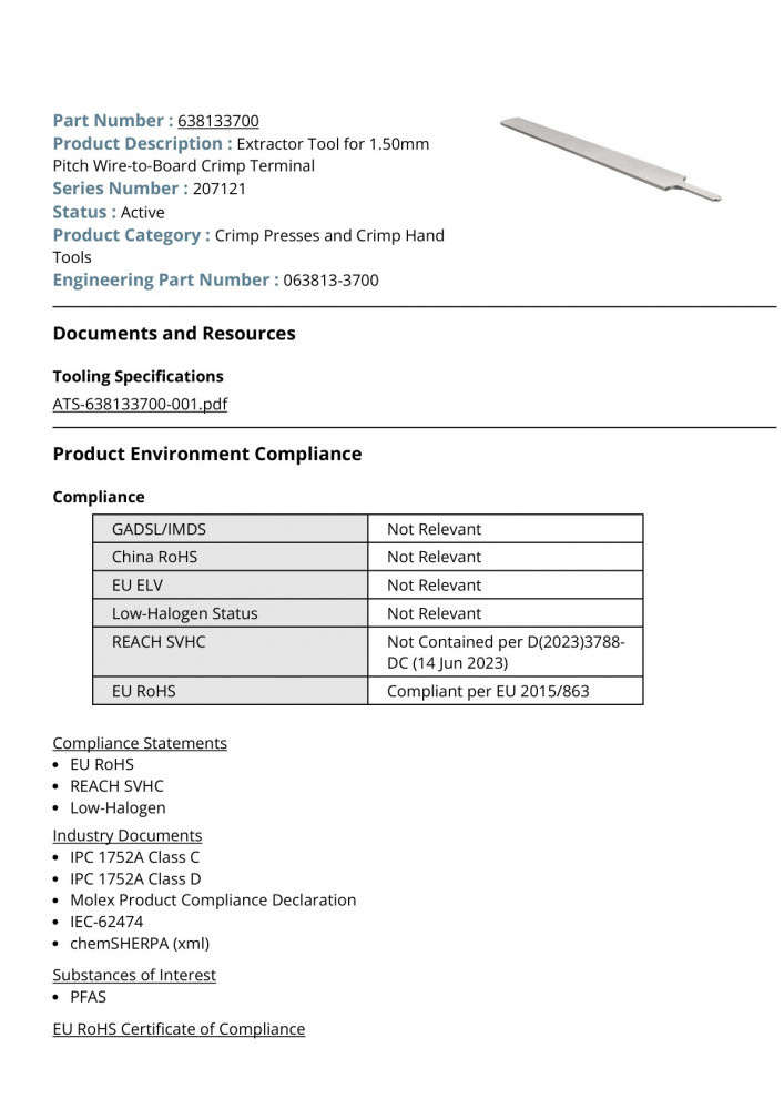 Tooling specification page 1