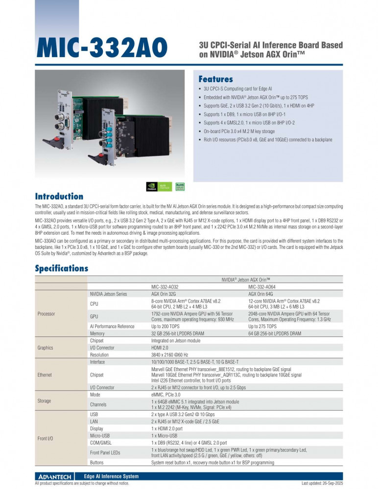 MIC-332AO technical document page 1