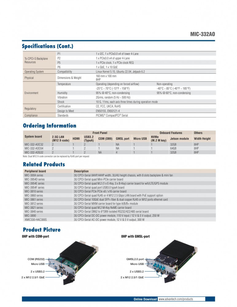 MIC-332AO technical document page 2