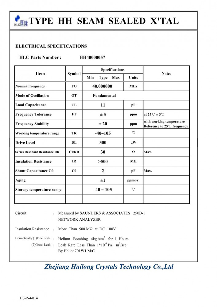 HH40000057 specification page 2