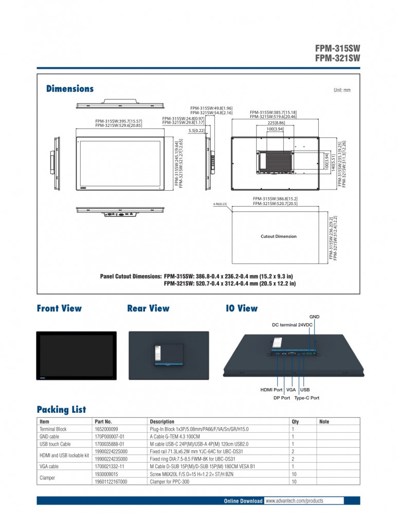 FPM-315SW product document page 2