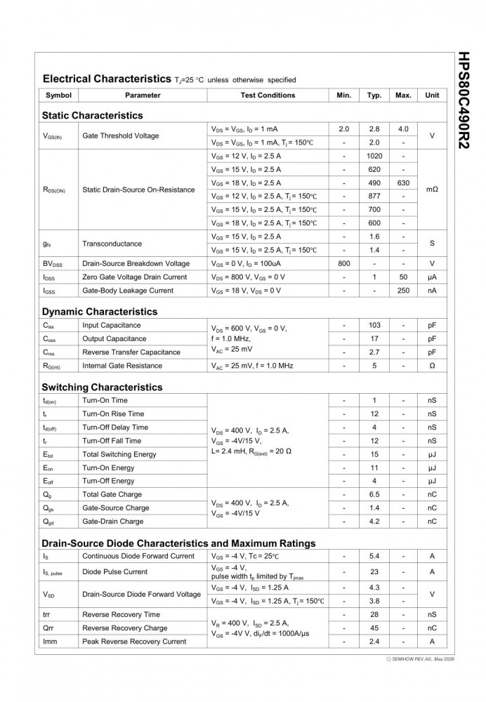 HPS80C490R2 datasheet page 2