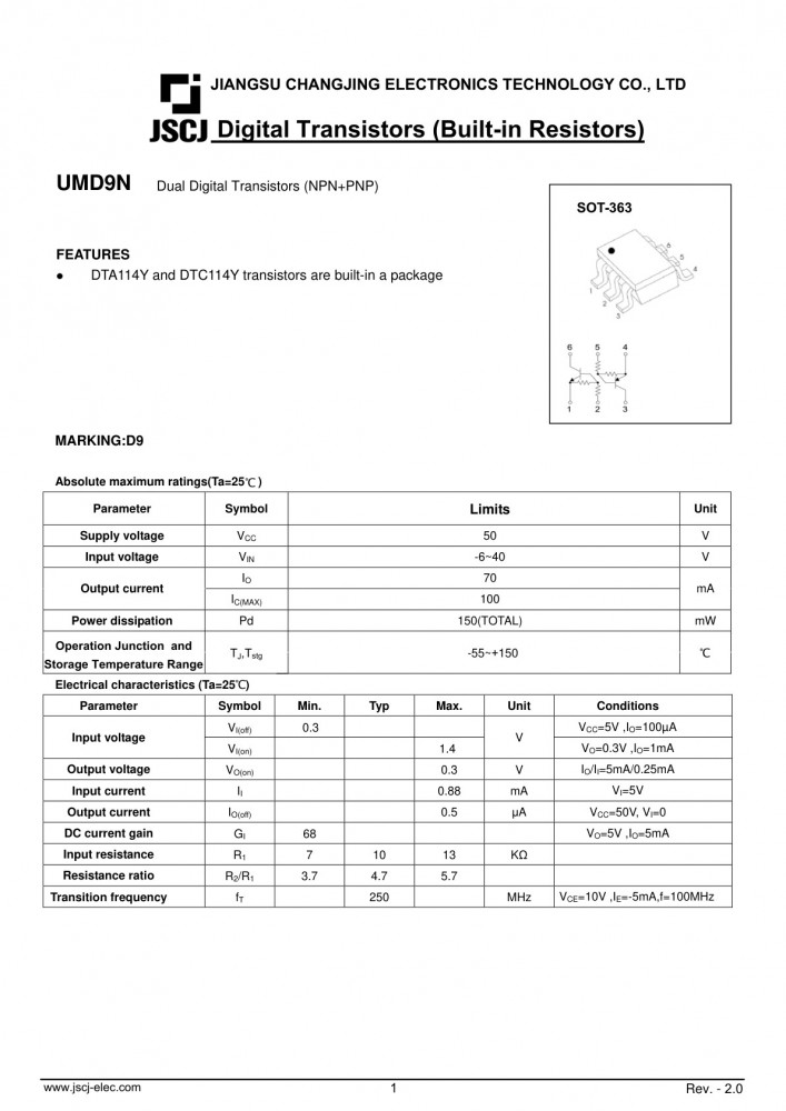 UMD9N datasheet page 1