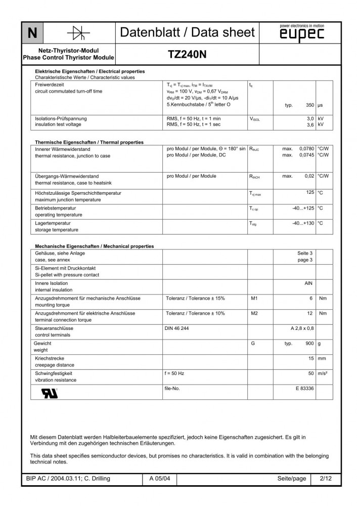 TZ240N datasheet page 2