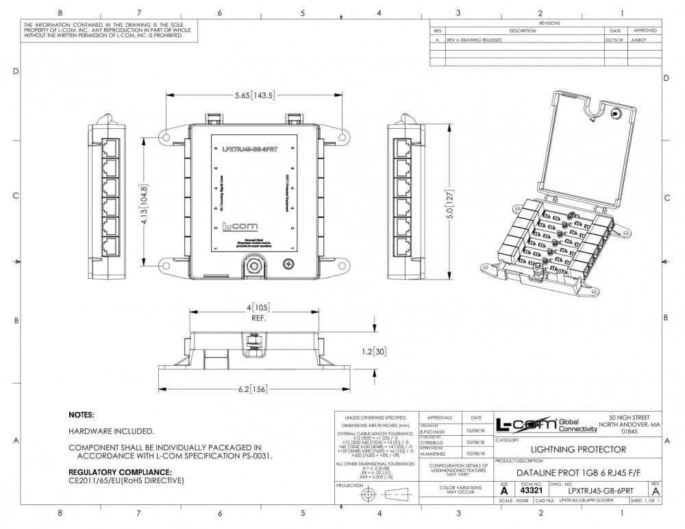 LPXTRJ45-GB-6PRT technical drawing preview