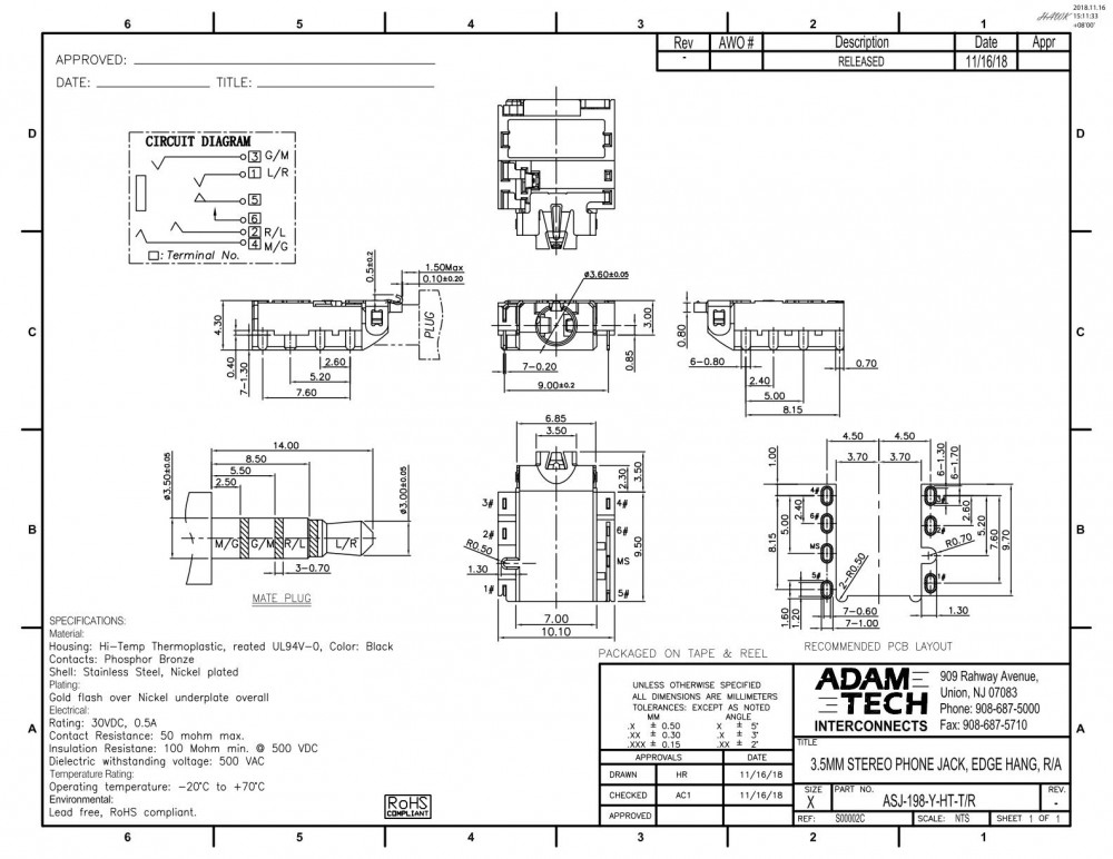 ASJ-198-Y-HT-T/R technical drawing preview