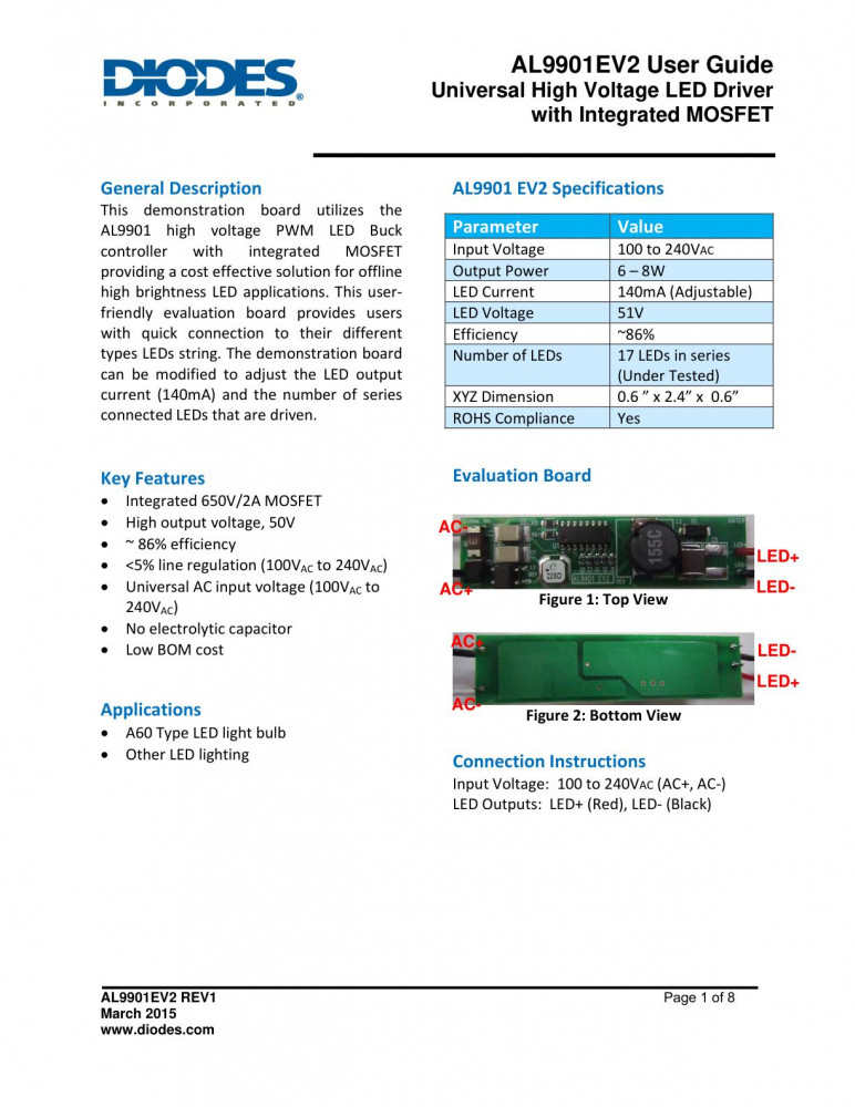 AL9901EV2 technical document page 1