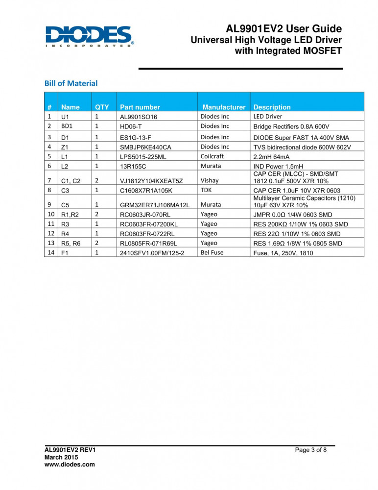 AL9901EV2 technical document page 3