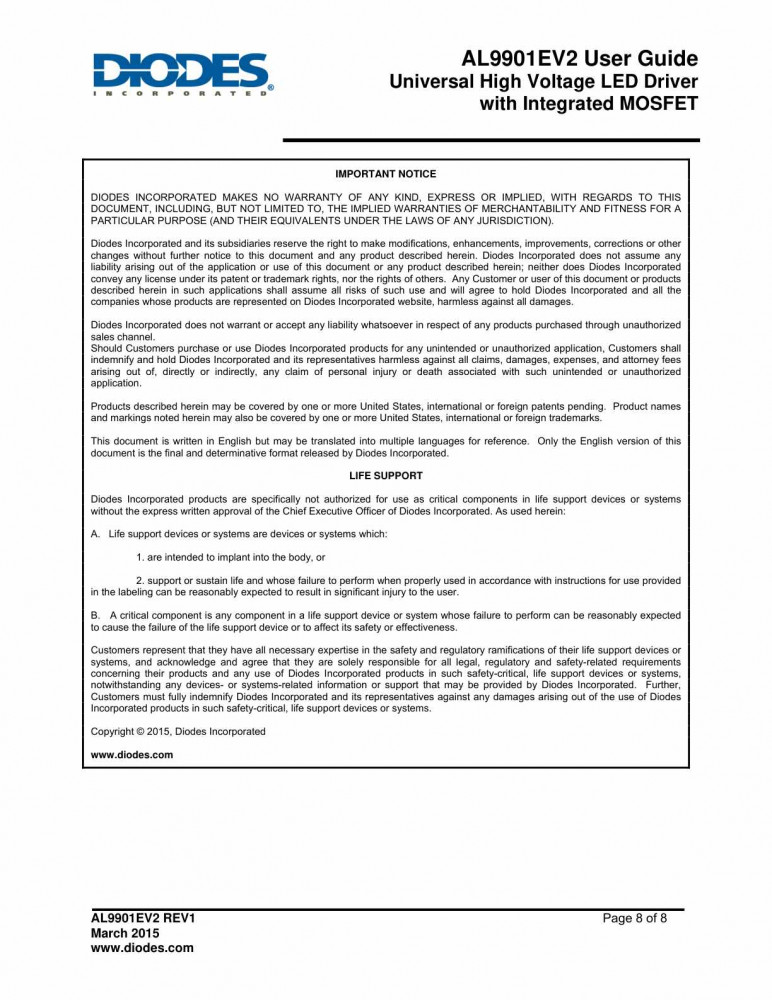 AL9901EV2 technical document page 8