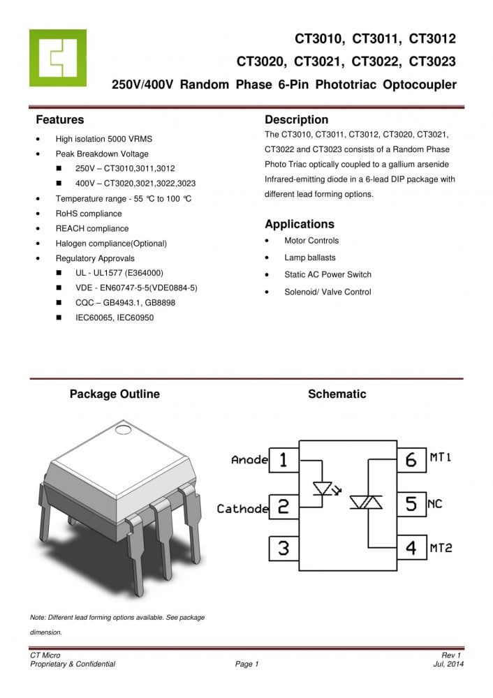 CT3023 datasheet page 1