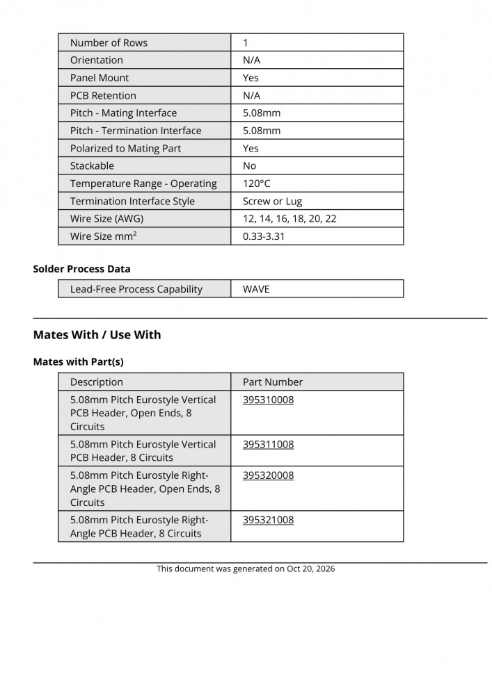 Technical document image 3 for MOLEX 399400708