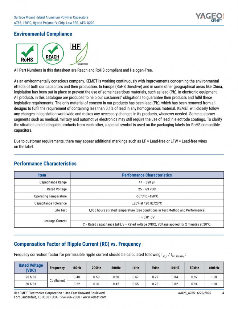 KEMET A785 datasheet page 4