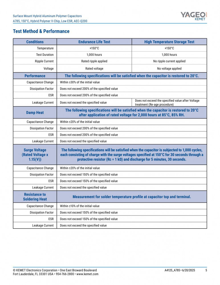 KEMET A785 datasheet page 5