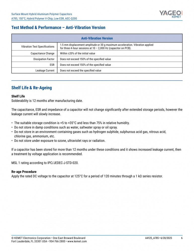 KEMET A785 datasheet page 6