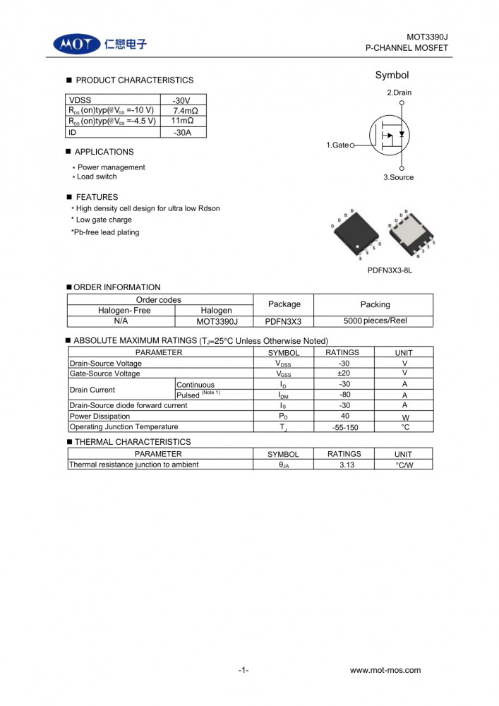 MOT3390J datasheet page 1