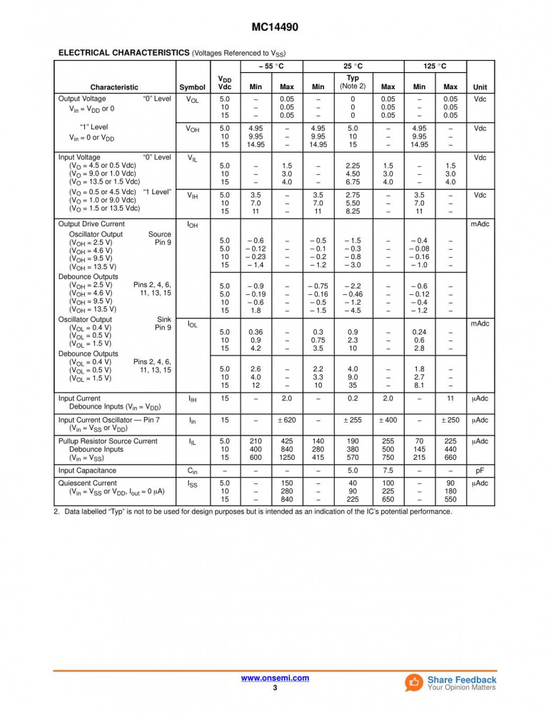 MC14490 datasheet page 3