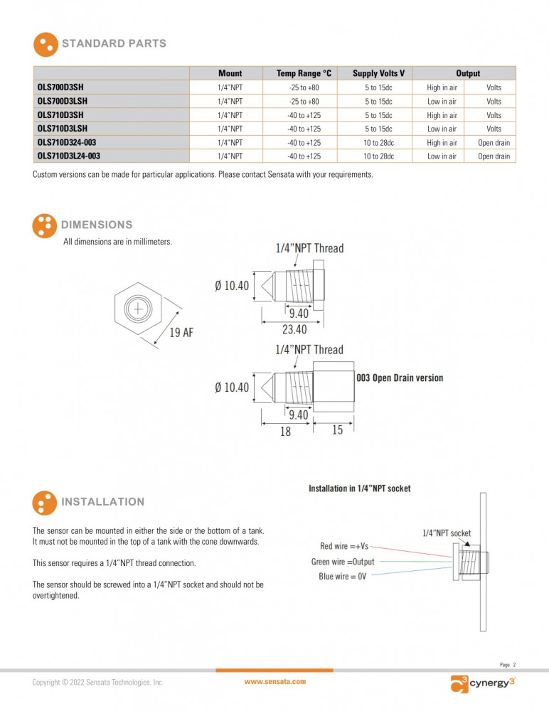 OLS710D324-003 technical document page 2