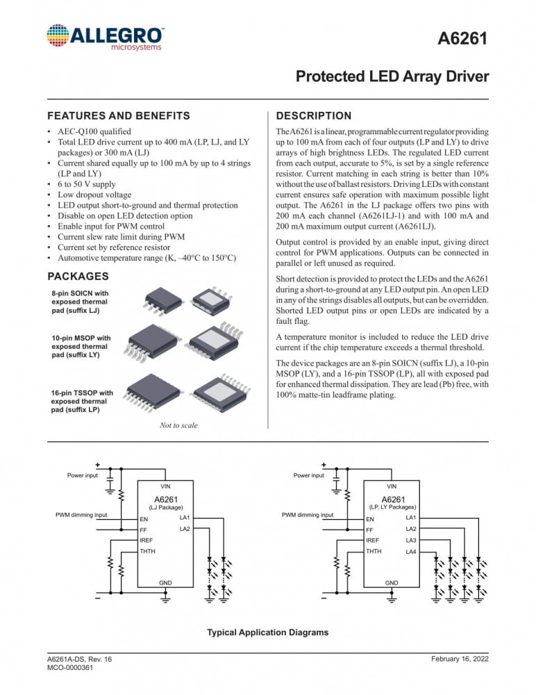 A6261 datasheet page 1