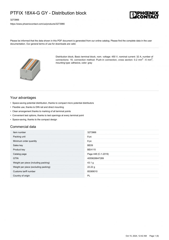 Phoenix Contact 3273966 technical document page 1