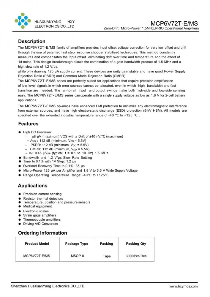 MCP6V72T-E/MS datasheet page 1