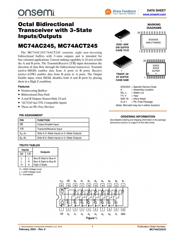 MC74AC245 datasheet page 1