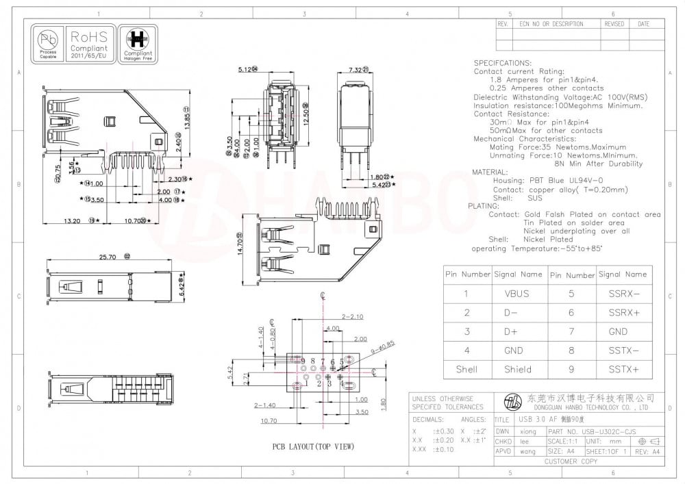 USB-U302C-CJS technical drawing