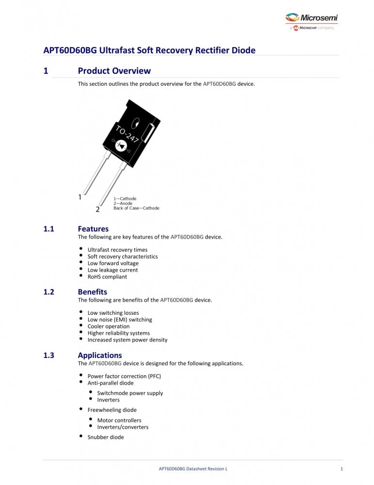 APT60D60BG datasheet page 1